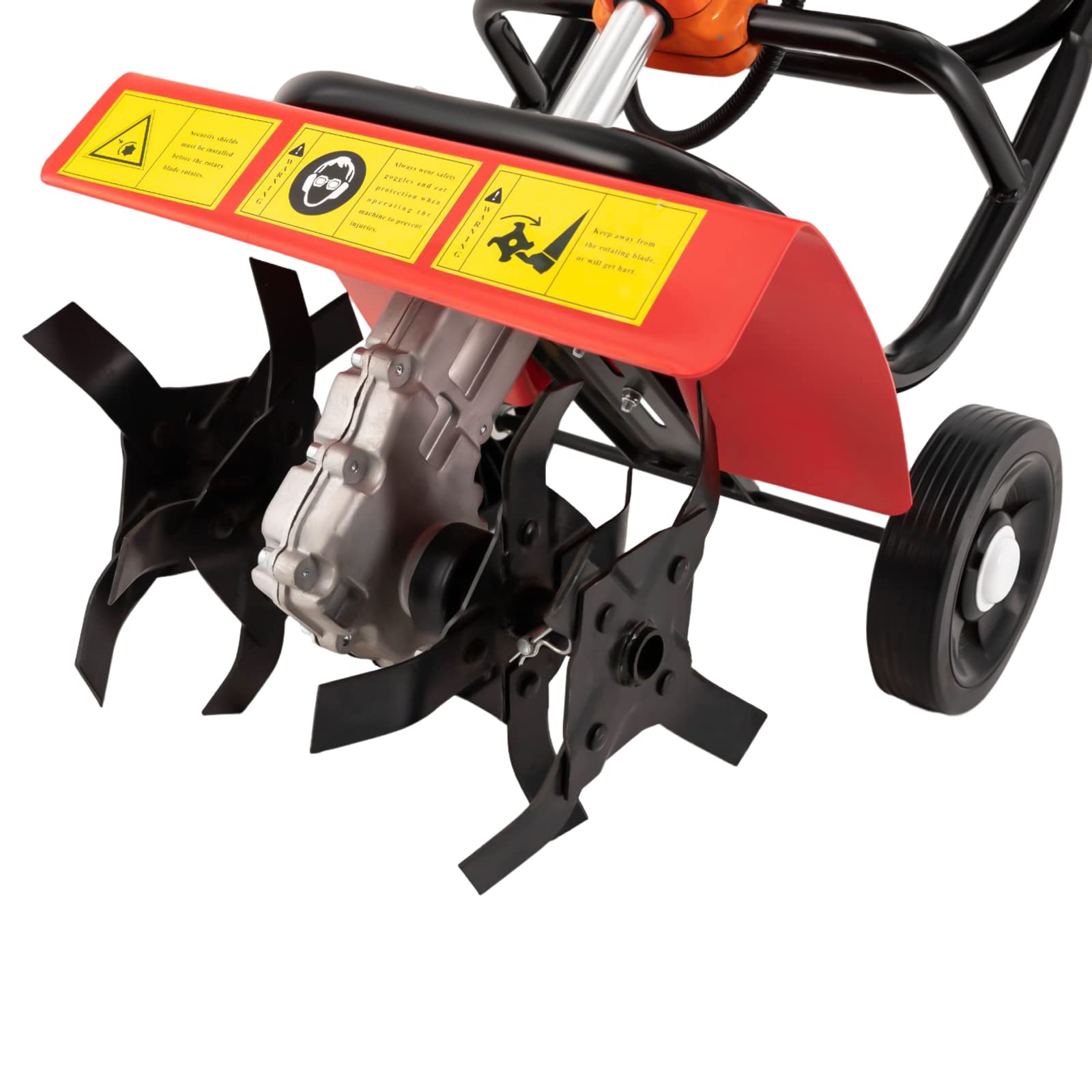 Mini Tiller Cultivator, Garden Tiller, Powerful 52cc 2-Cycle Gas Powered Hand Rotary Cultivator Rototiller, Garden Tool Cordless with Long Handle, Air-Cooled