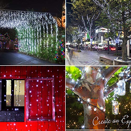LALAPAO Solar String Lights 72ft 200LED 8 Modes Outdoor Lighting Solar Powered Christmas Lights Waterproof Starry Fairy Lights for Patio Lawn Garden Home Wedding Xmas Party Tree Decor (White)