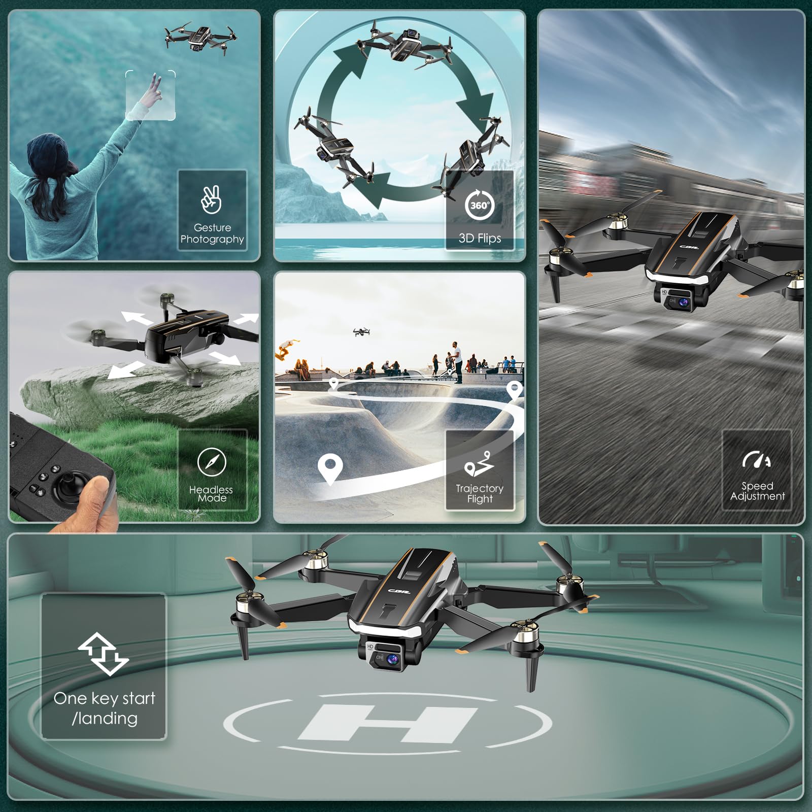 Super Enduring Brushless Motor Drone with Camera for Beginners, CHUBORY A68 WiFi FPV Quadcopter with 1080P HD Camera, Auto Hover, 3D Flips, Headless Mode, Trajectory Flight, 2 Batteries, Carrying Case