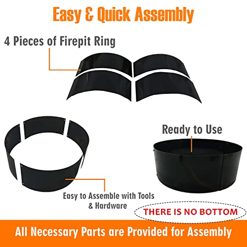 FEBTECH fire Rings for Outdoors Heavy Duty β fire Pit Ring 60 inch β Fire Pit Insert Round DIY fire Pit Liner - Above or In-Ground fire Ring for Outdoor Garden Patio Camping Bonfire