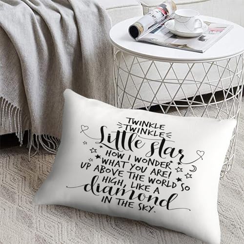 VERSUSWOLF Throw Pillow Cover Twinkle Twinkle Little Star Rectangular Sofa Pillow Case Cushion Cover for Home Couch Bed Decor 12x20 Inch