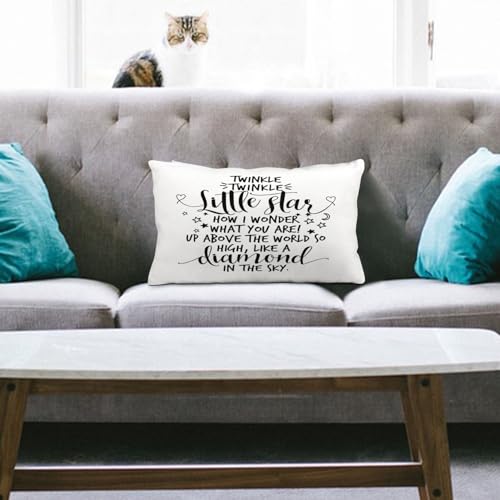 VERSUSWOLF Throw Pillow Cover Twinkle Twinkle Little Star Rectangular Sofa Pillow Case Cushion Cover for Home Couch Bed Decor 12x20 Inch