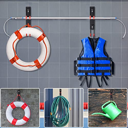 wihxd Upgraded Pool Pole Hanger, Steel Pool Poles Hook, Heavy Duty Pool Equipment Hooks Pool Hooks for Pole Skimmer Leaf Rake Net Brushes Vacuum Hose Garden Tool & Swimming Pool Accessories