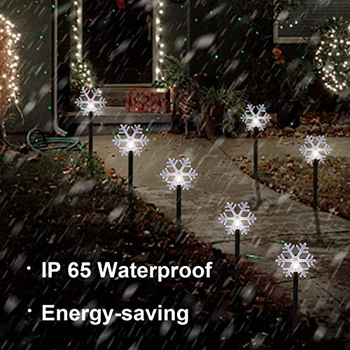 VOGVOG Christmas Snowflake Lights, 5 Pack Solar Christmas Pathway Markers with Cool White Fairy Lights for Outdoor Holiday Walkway Patio Garden Christmas Decorations