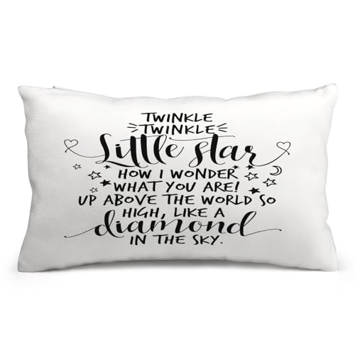 VERSUSWOLF Throw Pillow Cover Twinkle Twinkle Little Star Rectangular Sofa Pillow Case Cushion Cover for Home Couch Bed Decor 12x20 Inch