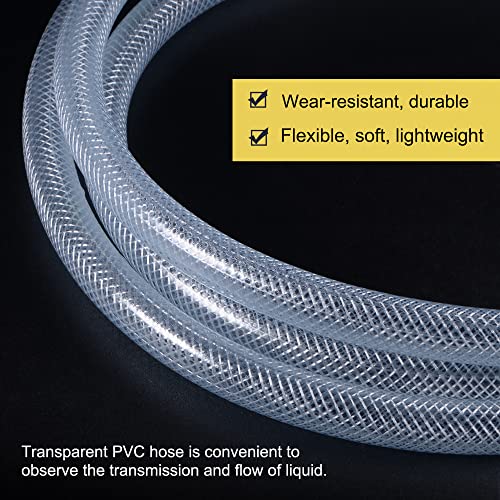 MECCANIXITY Braided Reinforced PVC Tubing 1/2" ID 3.3ft Transparent High Pressure for Water Hose