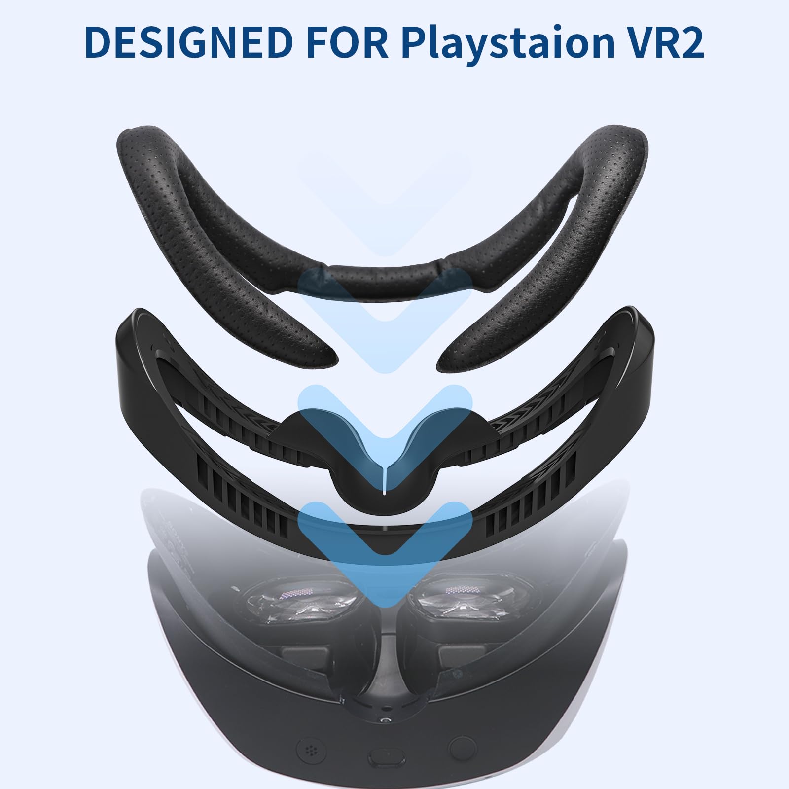 VR Face Pad for PlayStation VR2, PSVR2 Fitness Facial Interface Cushion Pad, PSVR2 Face Pad Replacement, Breathable Holes Leather Foam Cushion, Anti-fogging Sweat-Proof Cover Accessories Set