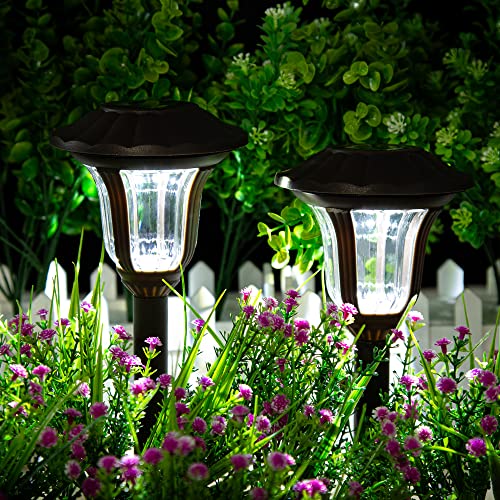 GIGALUMI Solar Pathway Lights, 8 Pack Bright Solar Garden Lights, Solar Powered Walkway Lights, Solar Lights Outdoor Waterproof Solar Path Lights for Yard, Patio, Driveway (Cold White)…