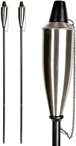 Garden Torch Set of 4 Garden Backyard Landscape Lanterns - 60 Inch Citronella Patio Metal Torch (Satin Silver) by Deco Window