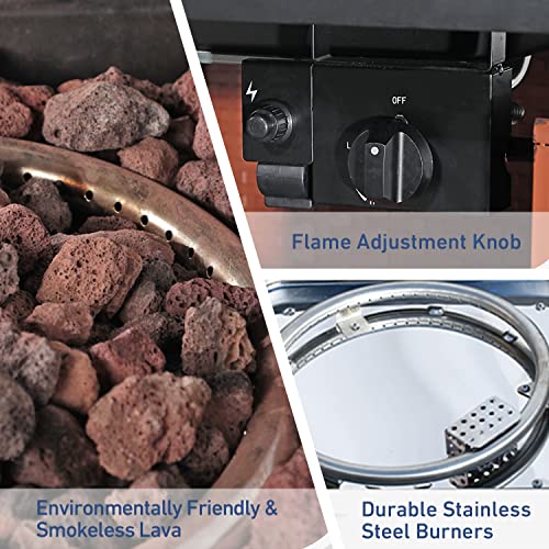 Yangming Propane Fire Pit Table, 30 Inch 50,000 BTU Square Outdoor Gas Firepit with Porcelain Tile Tabletop, Lid, Lava Rocks for Garden, Patio, Deck, Yard, Espresso Brown (QX-OL-FTABLE-EXP)