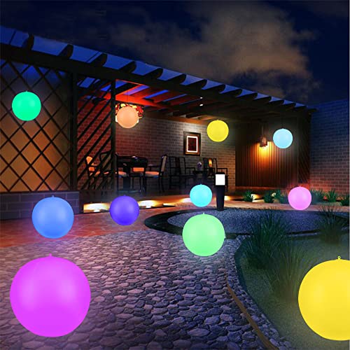 Blibly Solar Floating Pool Lights, 2 Pack 14 inch Solar Powered Waterproof Color Changing Inflatable Swimming LED Glow Ball Light.