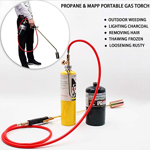 Propane Torch Weed,Burner Torch,Blow Torch,Weed Burner,Heavy Duty,500,000 BTU Flamethrower with Control Valve and 5.3FT Hose,for Garden,Roof Asphalt, BBQ,Road Marking,Snow Melting,Charcoal
