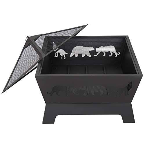 HANGKAI 26" Extra Deep Fire Pit Backyard Patio Garden Stove Wood Burning Fireplace w/Long Fire Poker,Mesh Lid,Rain Cover
