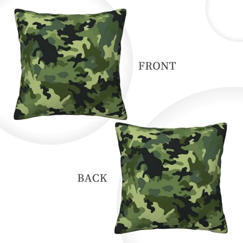 AdaNti Camo Green Print Corduroy Throw Pillow Covers Soft Square Throw Pillow Case Home Decorations for Bed Sofa Living Room 16"x16"