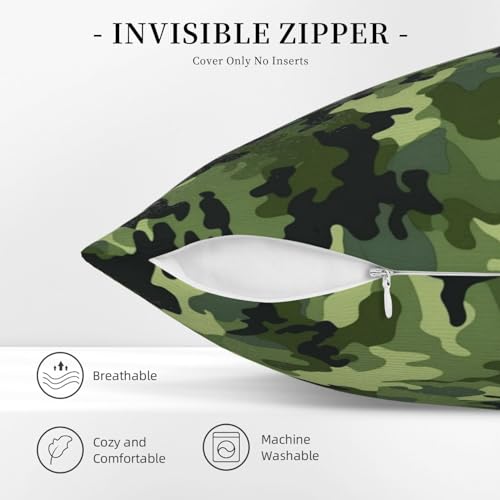 AdaNti Camo Green Print Corduroy Throw Pillow Covers Soft Square Throw Pillow Case Home Decorations for Bed Sofa Living Room 16"x16"
