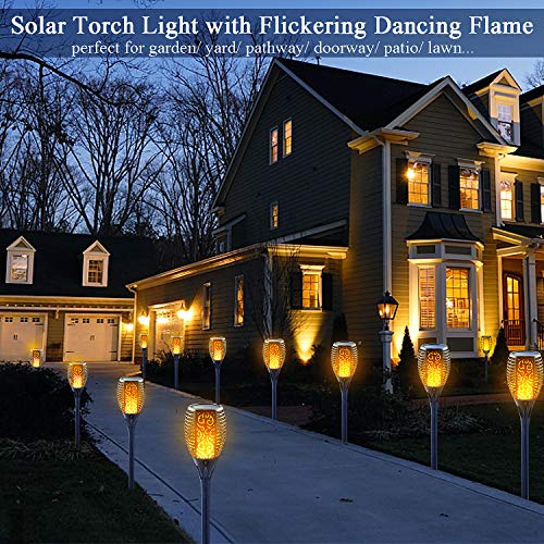 LazyBuddy Solar Torch Light with Flickering Flame, Solar Fire Lights Outdoor, Christmas Landscape Decoration Lighting Security Torches for Garden Pathway Lawn Yard, Auto On/Off Dusk to Dawn