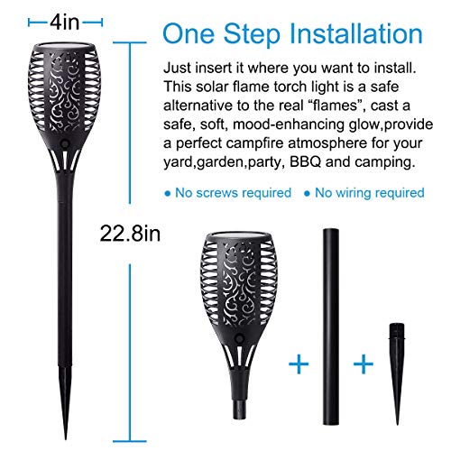 LazyBuddy Solar Torch Light with Flickering Flame, Solar Fire Lights Outdoor, Christmas Landscape Decoration Lighting Security Torches for Garden Pathway Lawn Yard, Auto On/Off Dusk to Dawn