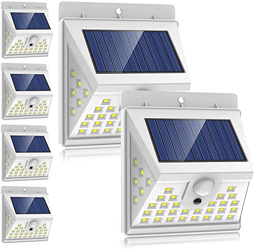 LANSOW Solar Motion Sensor Light Outdoor, [6 Pack/3 Modes/40 LED] Outdoor Lights Solar Powered Security Lights Wireless IP 65 Waterproof for Wall Deck Yard Garage Porch Garden Patio Fence(6pk-White)