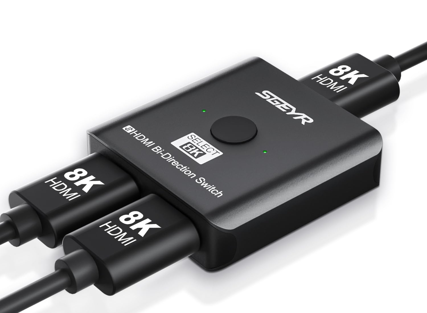 SGEYR HDMI Switch, 8K HDMI Switcher 2 in 1 Out,HDMI 2.1 Switch Selector,Aluminum HDMI 2.1 Splitter Bi-Directional Ultra HD, Support 8K@60Hz,48Gbps, Compatible with PS5/4,Xbox,Roku