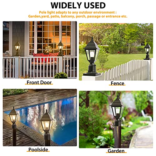Dusk to Dawn Outdoor Post Lights Hardwired 120V, Aluminum Outside Post Lantern with Pier Mount, Exterior Lamp Pole Lantern Head with Clear Glass, Matte Black Post Light for Patio,Garden,Walkway