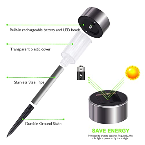Solar Lights Outdoor Christmas, 12Pack Stainless Steel LED Landscape Pathway Lights Solar Powered, Solar Garden Lights for Pathway Driveway Yard & Lawn - Multicolor