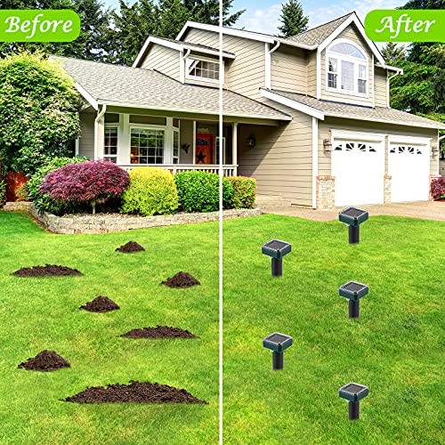 ELLASSAY Mole Repellent Solar Powered 2 Pack Sonic Mole Deterrent Spikes,Snake Gopher Vole Repellent for Lawn Garden & Yard,Gopher Deterrent,Groundhog Repeller