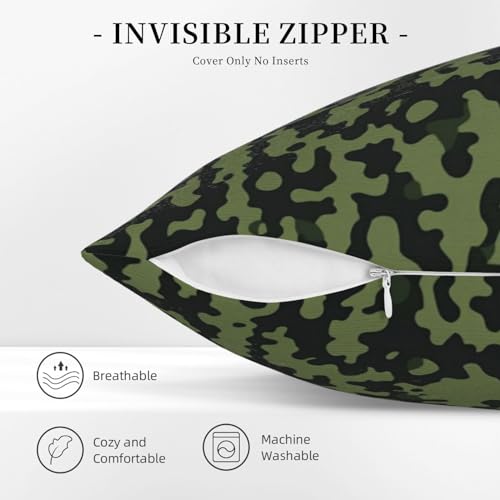 AdaNti Camo Green Print Corduroy Throw Pillow Covers Soft Square Throw Pillow Case Home Decorations for Bed Sofa Living Room 16"x16"