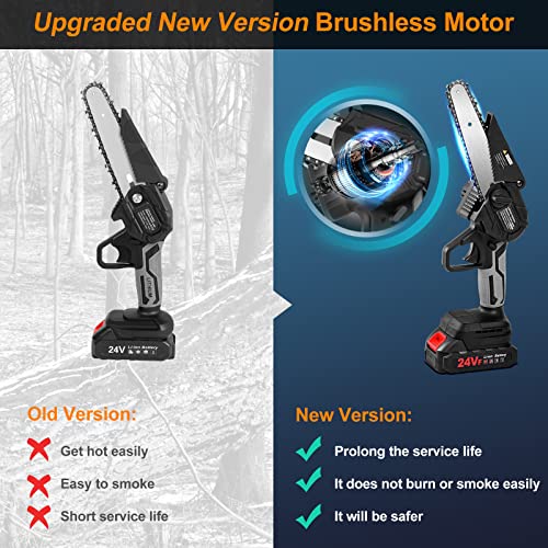 Gocheer Mini Chainsaw 6 Inch, Upgraded Electric Cordless Chainsaw Portable Handheld Chainsaw with 24V Rechargeable Battery, Mini Chainsaw Cordless for Branch Wood Cutting Tree Pruning Branches Shears