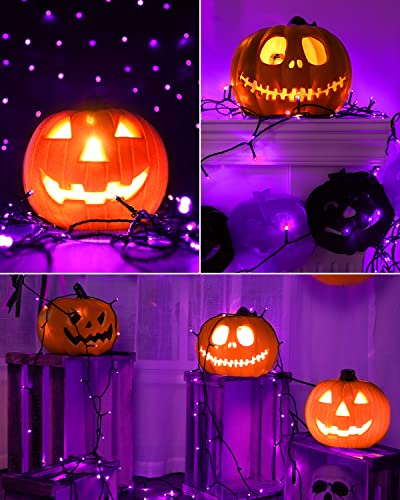 Flacchi Purple Solar Halloween Lights 72ft 200 LED 8 Modes Waterproof Solar String Lights for Garden,Patio,Fence,Balcony,Outdoor,Holiday Decoration