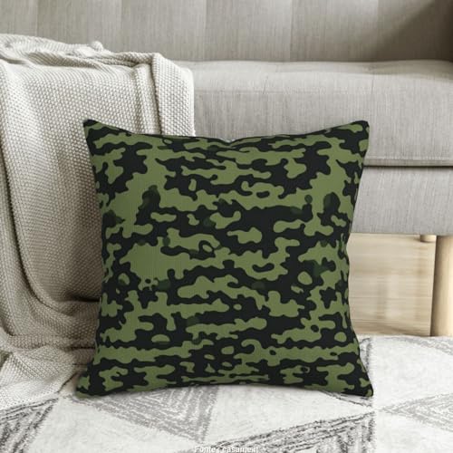 AdaNti Camo Green Print Corduroy Throw Pillow Covers Soft Square Throw Pillow Case Home Decorations for Bed Sofa Living Room 16"x16"