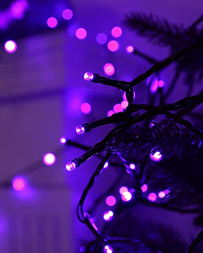 Flacchi Purple Solar Halloween Lights 72ft 200 LED 8 Modes Waterproof Solar String Lights for Garden,Patio,Fence,Balcony,Outdoor,Holiday Decoration