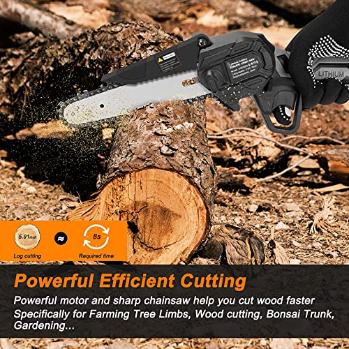 Gocheer Mini Chainsaw 6 Inch, Upgraded Electric Cordless Chainsaw Portable Handheld Chainsaw with 24V Rechargeable Battery, Mini Chainsaw Cordless for Branch Wood Cutting Tree Pruning Branches Shears