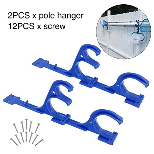 WAITLOVER Pool Pole Hanger Leaf Rakes Vacuum Hose with Screw Blue Tools Multi Purpose Brushes Skimmers Plastic Outdoor Garden Holder D7y4