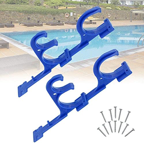 WAITLOVER Pool Pole Hanger Leaf Rakes Vacuum Hose with Screw Blue Tools Multi Purpose Brushes Skimmers Plastic Outdoor Garden Holder D7y4