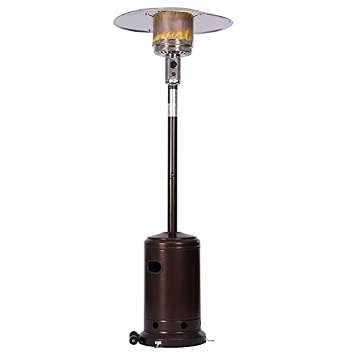 Outdoor Patio Heater,Portable Heater,88 Inches Tall Premium Standing Patio/Garden Heater,With Auto Shut Off And Simple Ignition System,Wheels And Base Reservoir-Bronze Finish