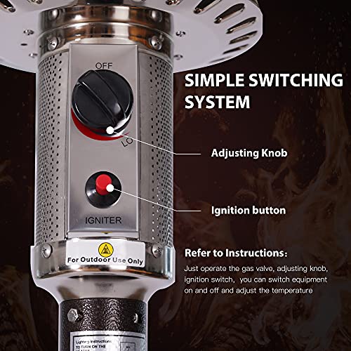 Outdoor Patio Heater,Portable Heater,88 Inches Tall Premium Standing Patio/Garden Heater,With Auto Shut Off And Simple Ignition System,Wheels And Base Reservoir-Bronze Finish