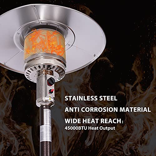 Outdoor Patio Heater,Portable Heater,88 Inches Tall Premium Standing Patio/Garden Heater,With Auto Shut Off And Simple Ignition System,Wheels And Base Reservoir-Bronze Finish