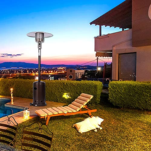 Outdoor Patio Heater,Portable Heater,88 Inches Tall Premium Standing Patio/Garden Heater,With Auto Shut Off And Simple Ignition System,Wheels And Base Reservoir-Bronze Finish