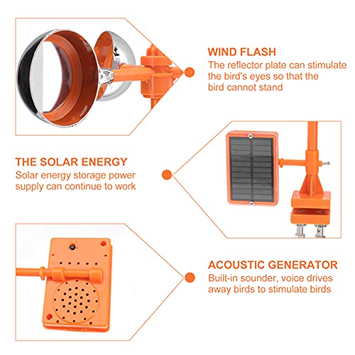 Tofficu Bird Animal Outdoor Devices Solar Powered Bird Deterrent Devices Bird Spinning Reflectors for Garden Farm