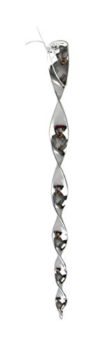 Home-X Extra Long Bird Deterrent Reflective Scare Rods -Ornaments, Outdoor Hawk and Duck Deterrent, Ornamental Spiral Deterrent Control Device, 12 Pack, 15" L x 1” W, Silver