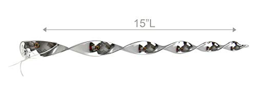 Home-X Extra Long Bird Deterrent Reflective Scare Rods -Ornaments, Outdoor Hawk and Duck Deterrent, Ornamental Spiral Deterrent Control Device, 12 Pack, 15" L x 1” W, Silver