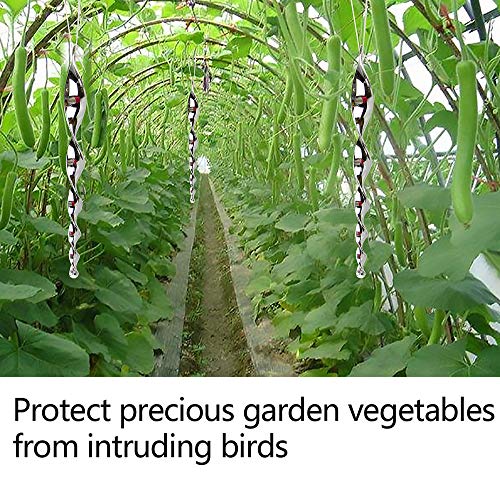 Home-X Extra Long Bird Deterrent Reflective Scare Rods -Ornaments, Outdoor Hawk and Duck Deterrent, Ornamental Spiral Deterrent Control Device, 12 Pack, 15" L x 1” W, Silver