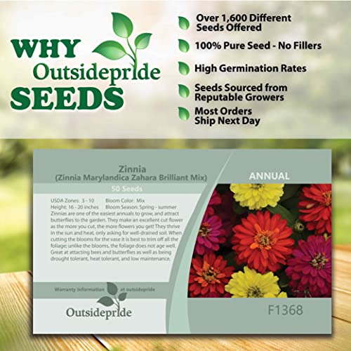 Outsidepride Zinnia Zahara Double Brilliant Heat & Drought Tolerant Garden Cut Flowers - 100 Seeds
