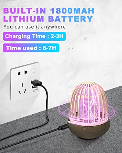AICase 1800mA Rechargeable Portable Mosquito Killer lamp, Bug Zapper Latern,Bug Zapper Trap Light Outdoor and Indoor Cordless Battery Powered Waterproof Bug/Fly Trapper for Home