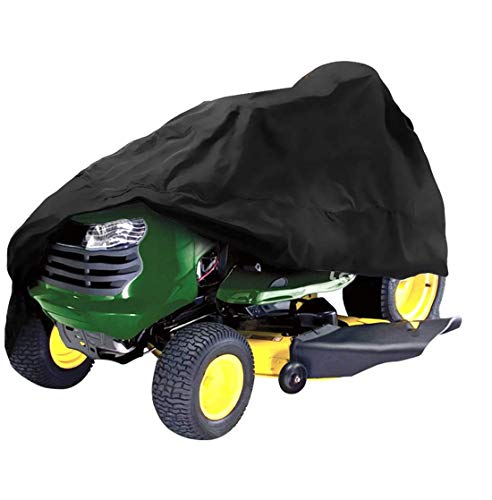 J&C 66x23x45.6inches Outdoors Riding Lawn Mower Cover Black Waterproof Dustproof Patio Tractor Cover Mower Protection for Ride-On Garden Tractor (S)