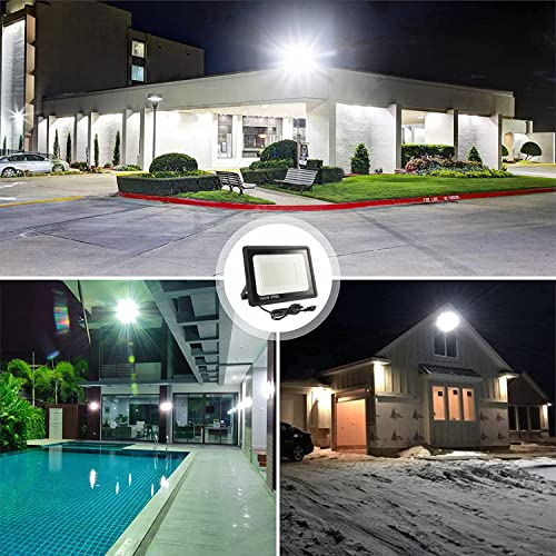 STARFISHHOME 2 Pack 150W LED Flood Light Outdoor,15500LM LED Work Light with US Plug,5000K Daylight White,IP67 Waterproof Outdoor Floodlights for Yard,Garden,Playground…