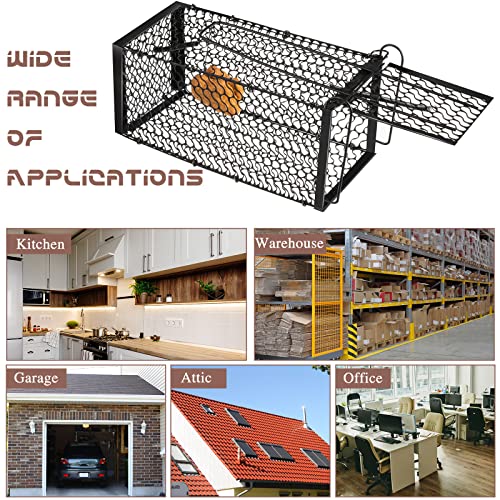 Humane Rat Trap Chipmunk Squirrel Rodent Trap Foldable Mouse Trap Small Live Animal Mouse Voles Hamsters Live Cage Rat Mouse Cage Trap for Mice Easy to Catch and Release, 9.4x4.7x4.7 Inches (4 Pcs)