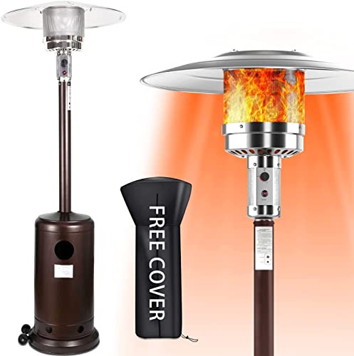 SOARRUCY Outdoor Heaters for Patio Propane - Patio Heater with Cover with Wheels,48000 Btu Stainless Steel Propane Heater for Garden,Party