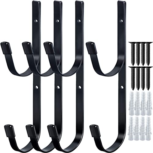 Pool Pole Hanger for Fence(4 Pack) Black Pool Equipment Hooks Heavy Duty Pool Tool Organizer for Telescopic Poles, Skimmers, Leaf Rakes,Pool Hose,Garden Tools,Brushes and Swimming Pool Accessories