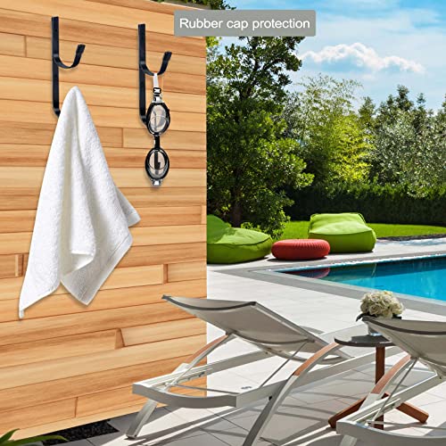 Pool Pole Hanger for Fence(4 Pack) Black Pool Equipment Hooks Heavy Duty Pool Tool Organizer for Telescopic Poles, Skimmers, Leaf Rakes,Pool Hose,Garden Tools,Brushes and Swimming Pool Accessories